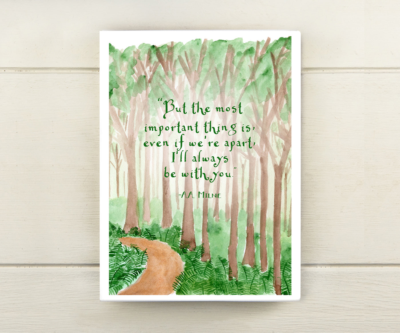 Watercolor Pooh quote Forest Card – El's Cards