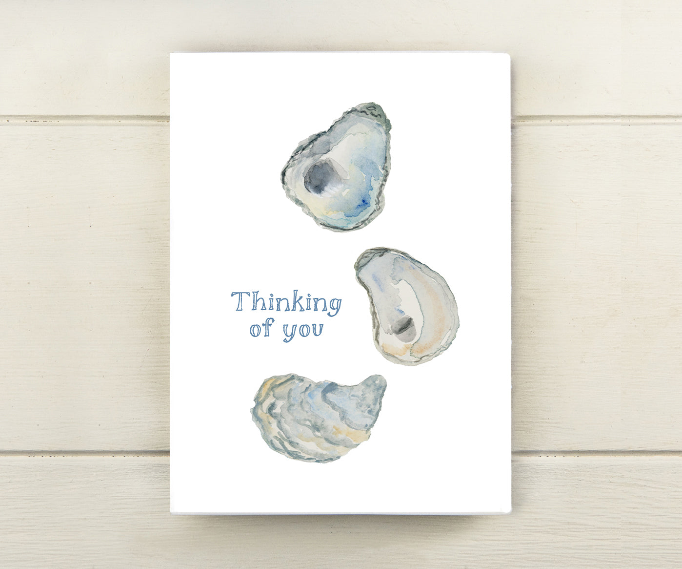 Three hand painted watercolor oyster shells thinking of you card – El's ...