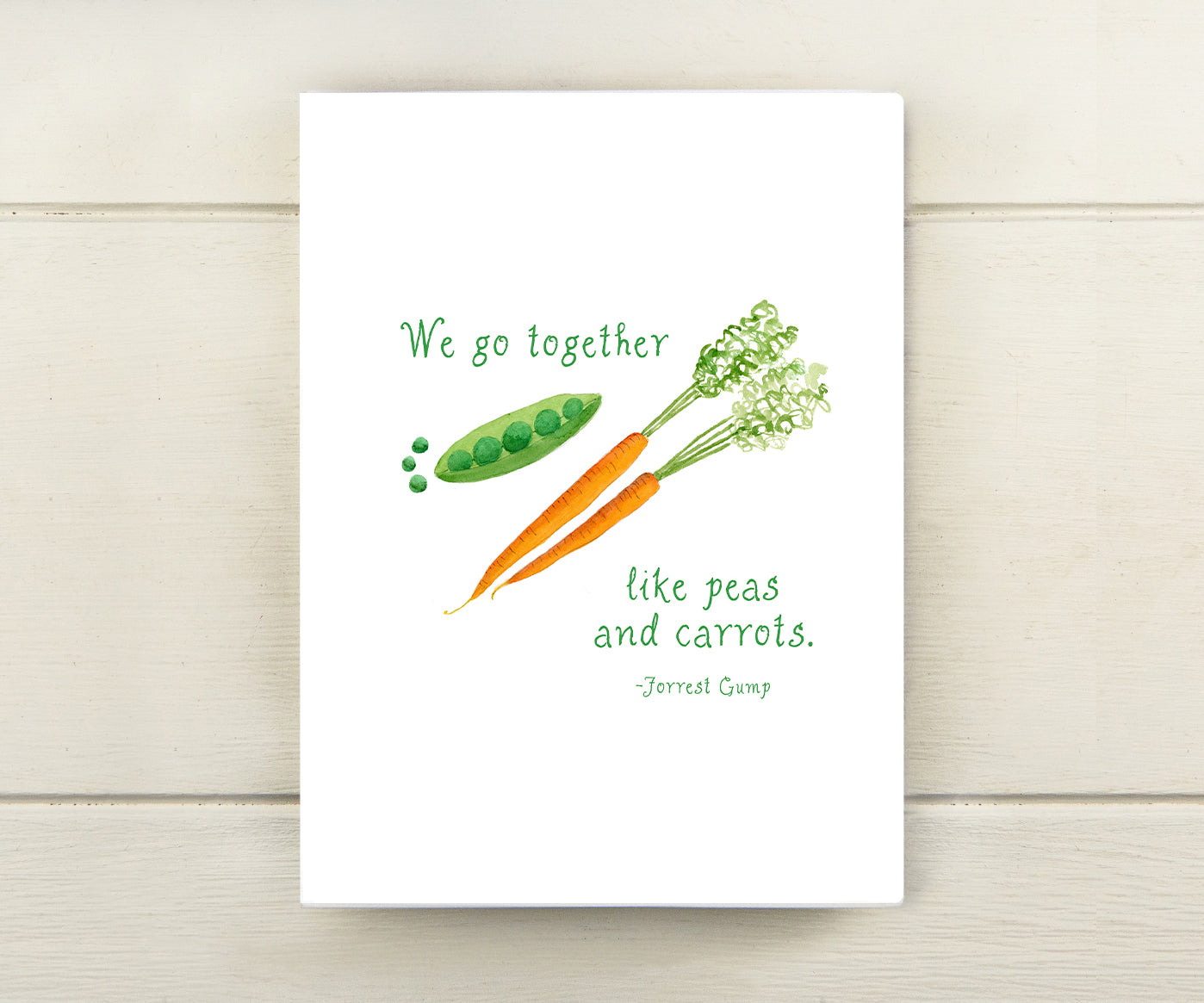 Watercolor Peas and Carrots Quote Card – El's Cards