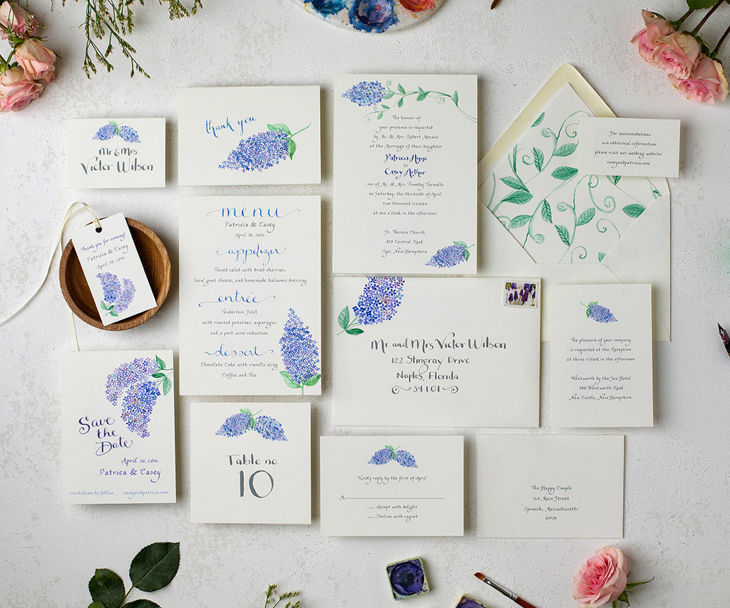 Classic Lilac Wedding Invitation – El's Cards