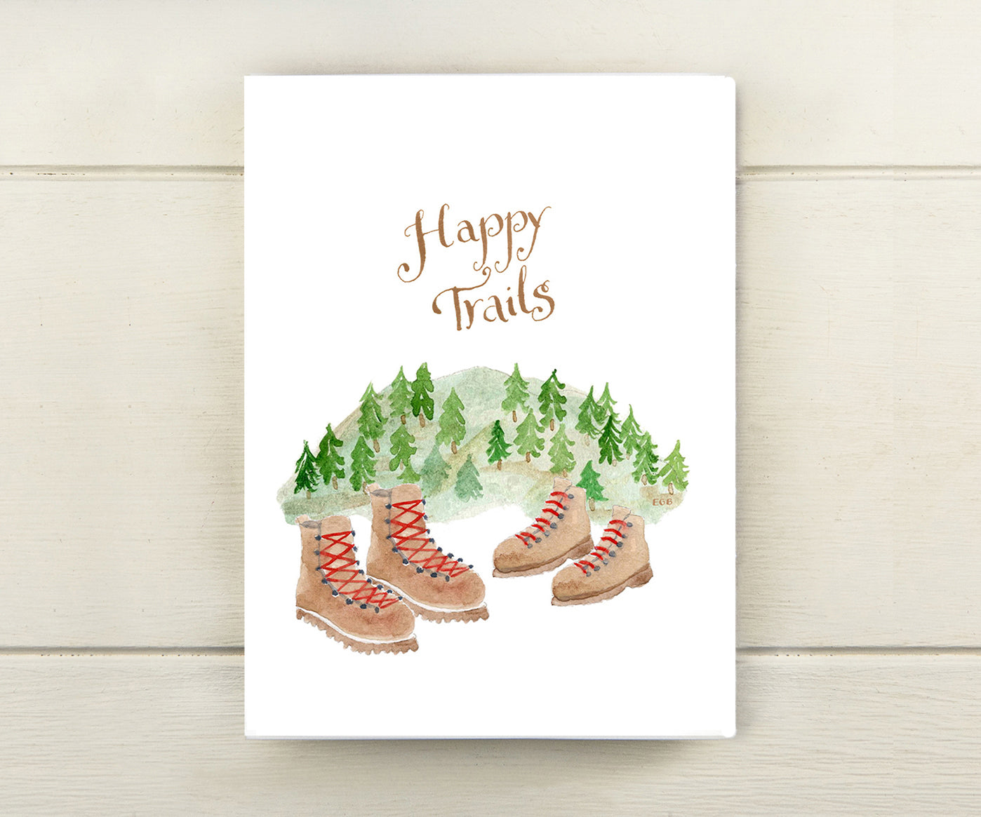 Watercolor Happy Trails Hiking Card – El's Cards