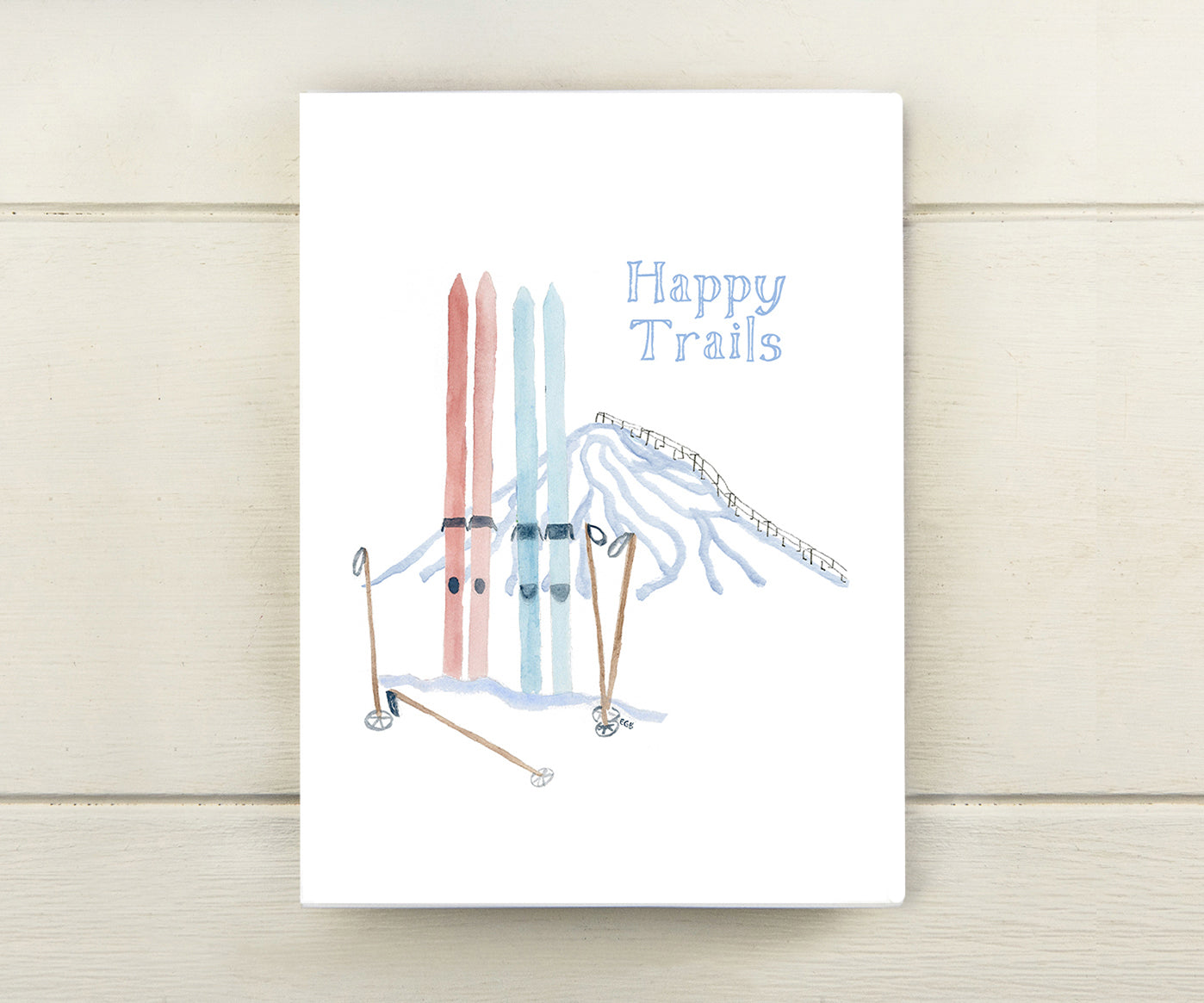 watercolor Happy Trails Ski Card – El's Cards