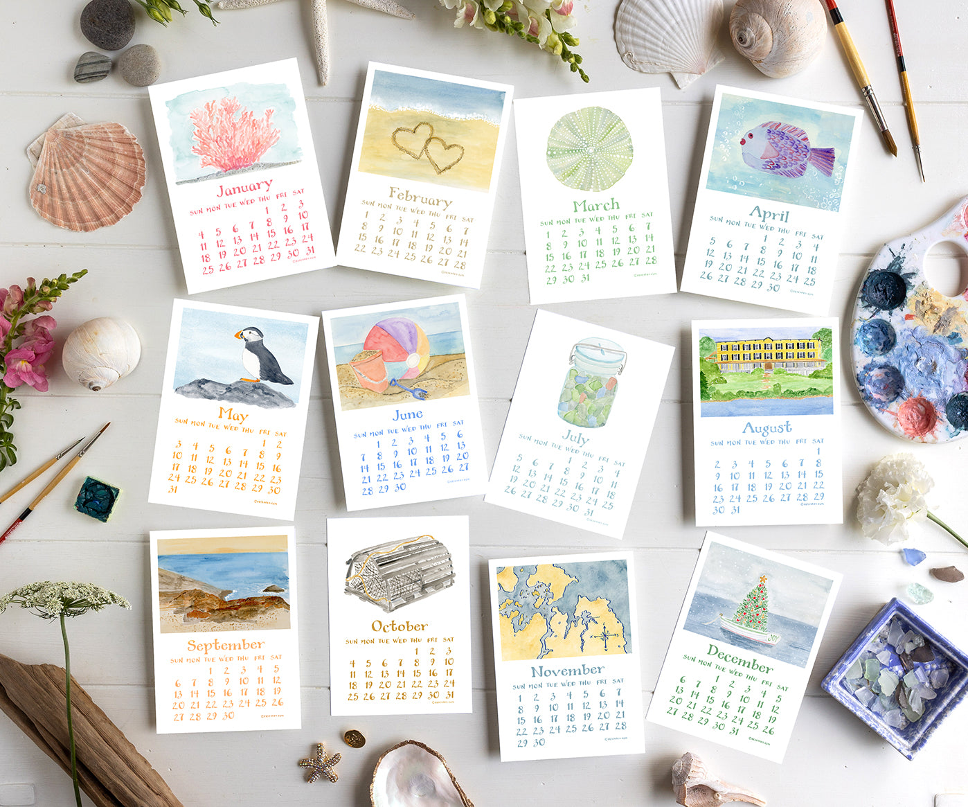 2026 Watercolor The Sea Desk Calendar – El's Cards