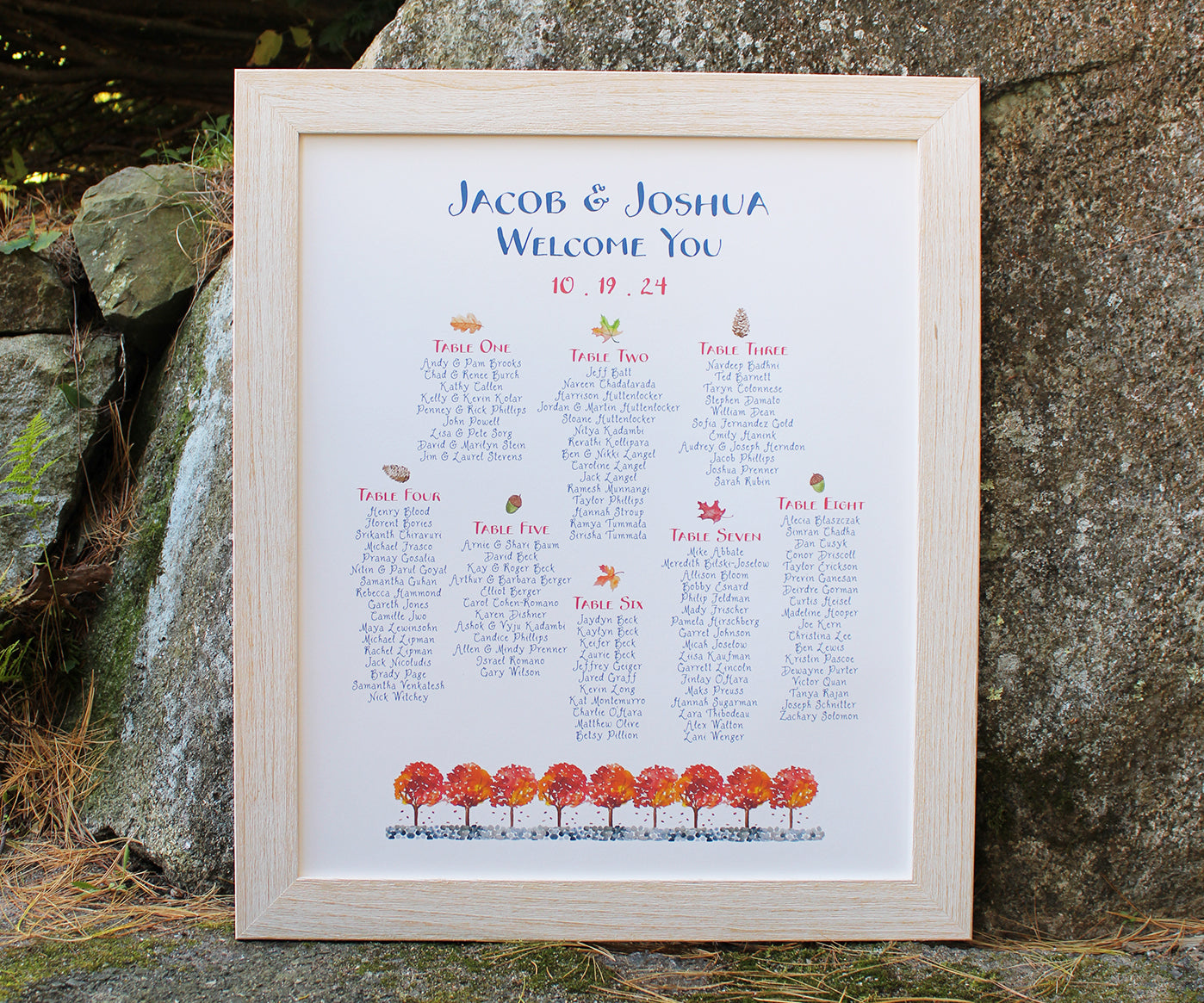 Watercolor Autumn Foliage Trees Seating Chart – El's Cards