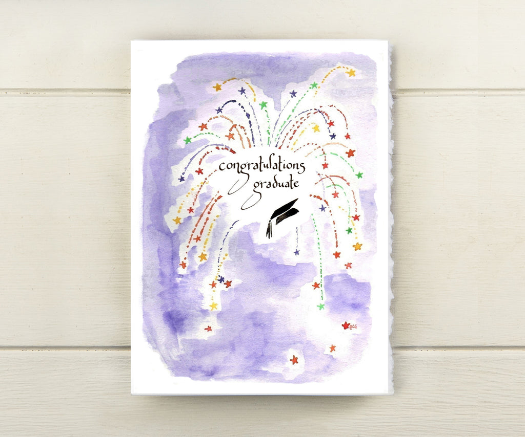 Watercolor Graduation Fireworks Card – El's Cards