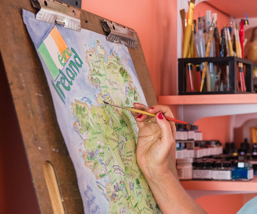 Watercolor hand painted Map of Ireland – El's Cards