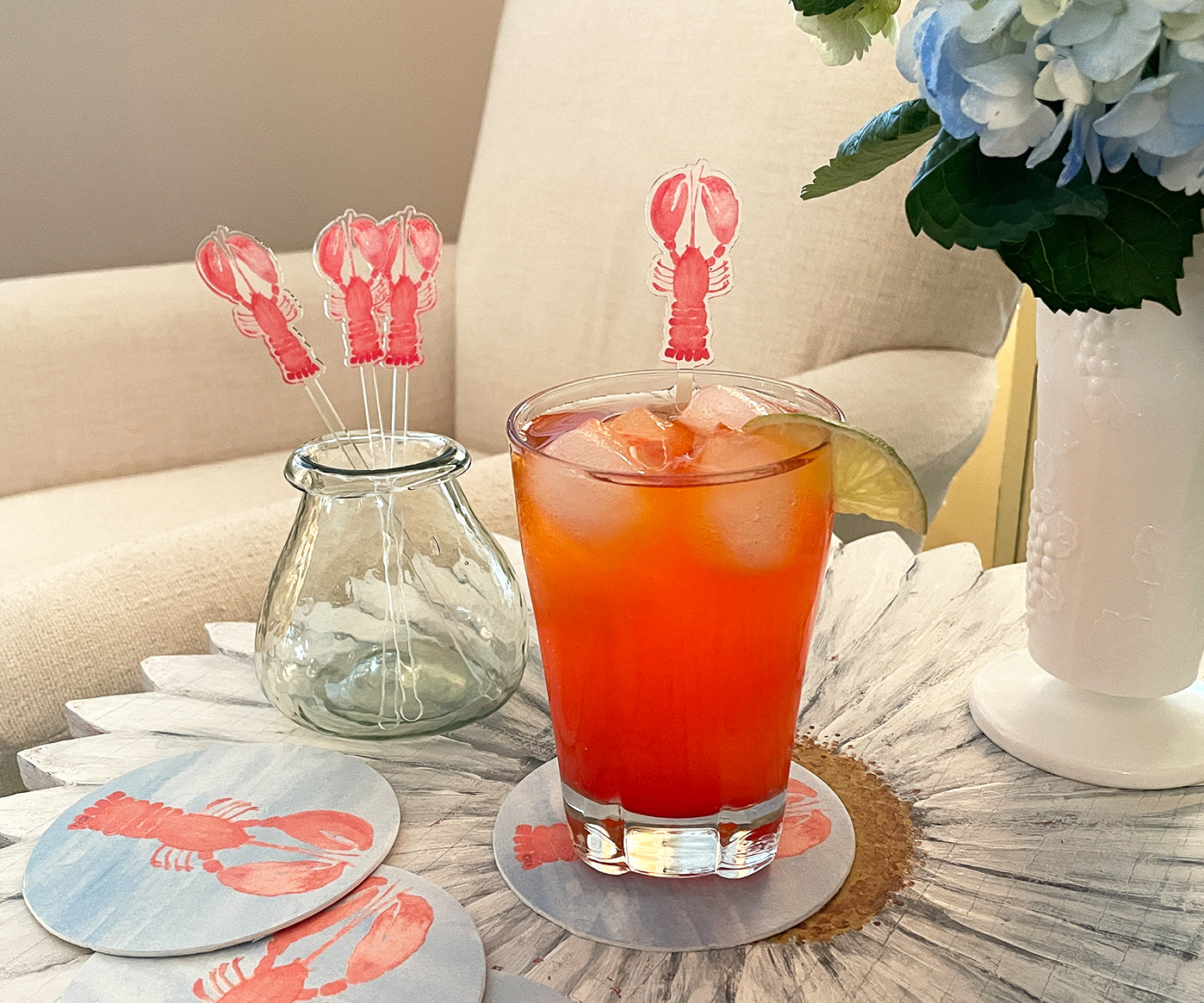 Watercolor Classic Red Lobster Acrylic Stir Sticks – El's Cards
