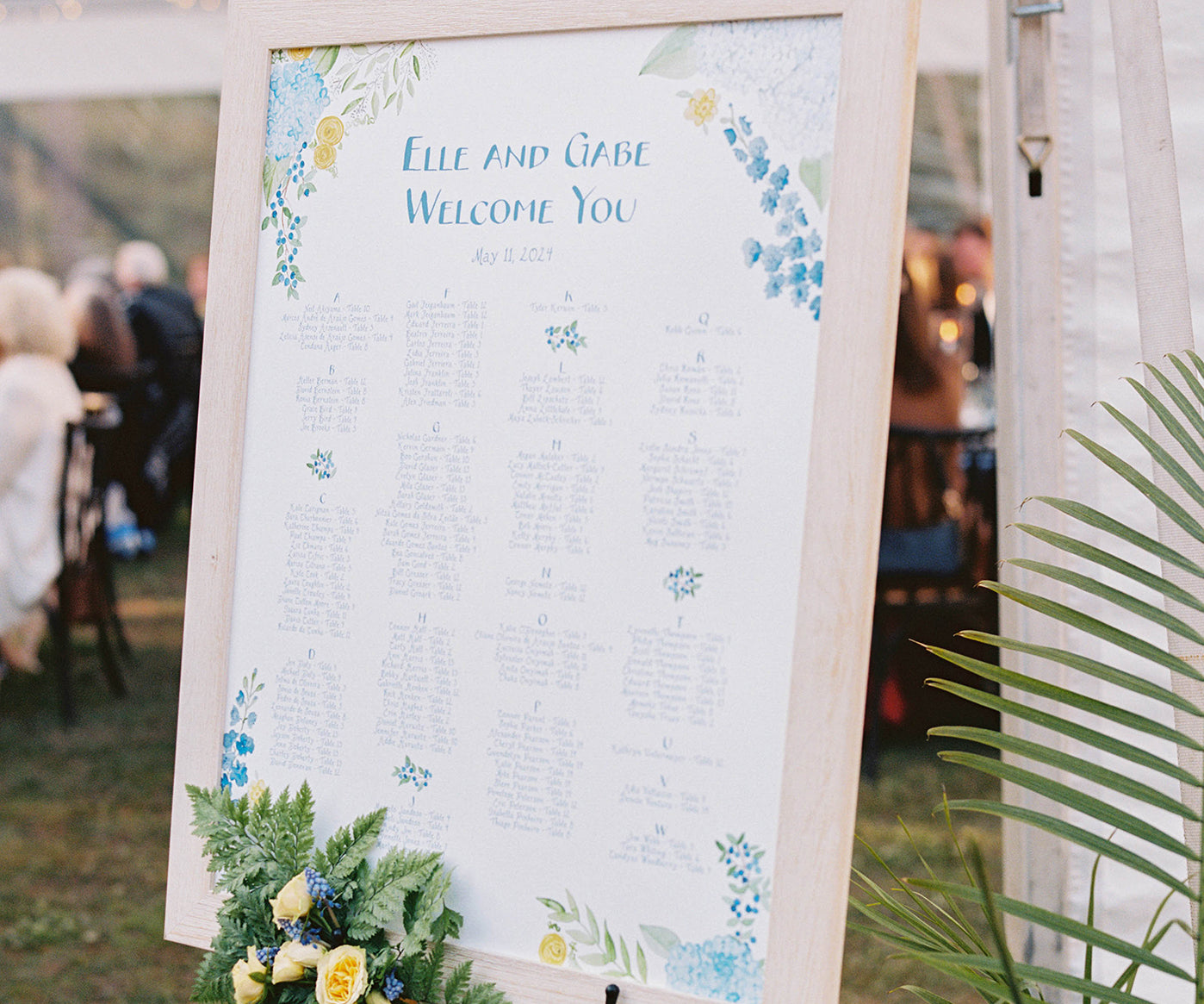 Delphinium & Hydrangea Seating Chart Seating Chart – El's Cards