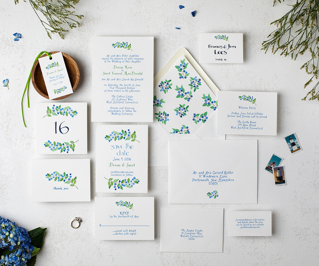 Blueberries Wedding Invitation – El's Cards