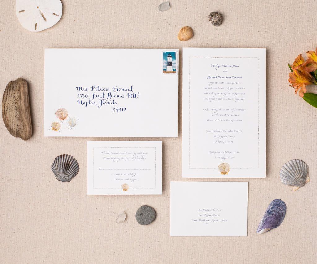 Scallop Shell Wedding Invitations – El's Cards